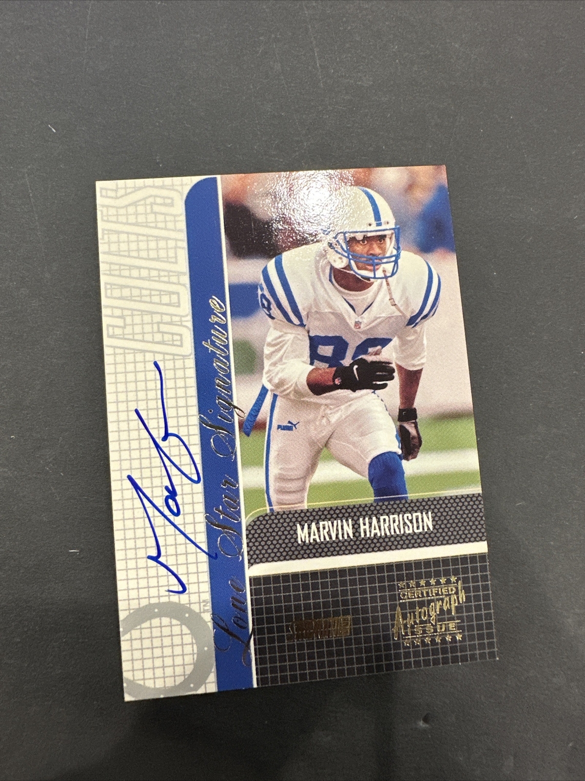 MARVIN HARRISON 2001 TOPPS STADIUM CLUB LONE STAR SIGNATURE ON CARD ...