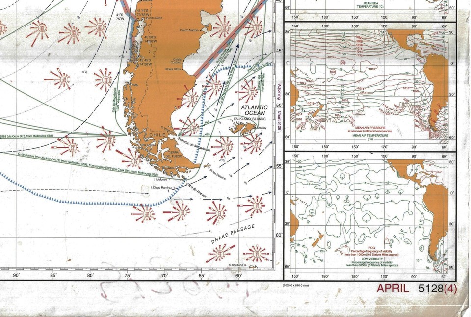 Admiralty 5128(4) Routing Chart South Pacific Ocean April Chart Map ...