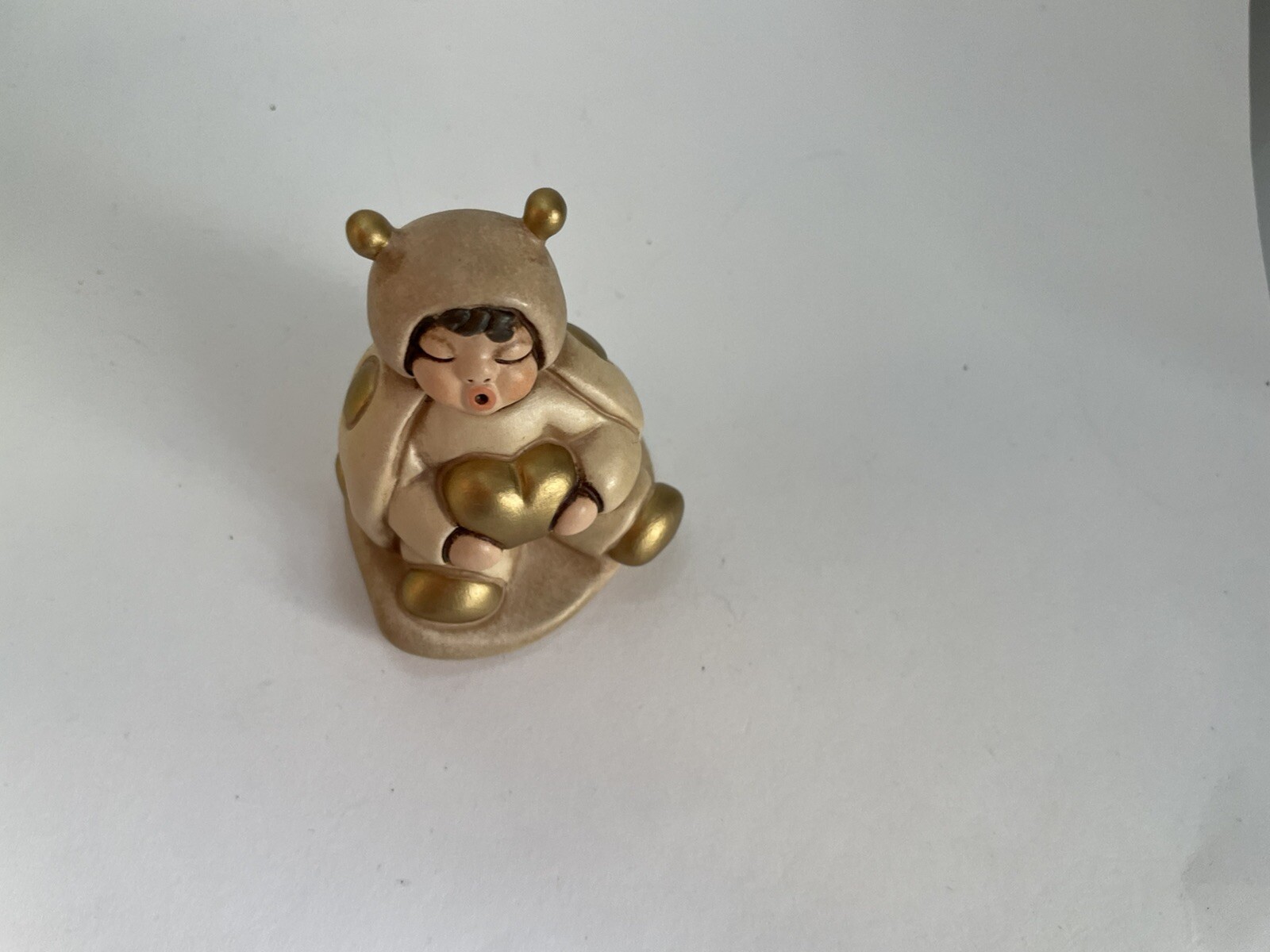 Vintage THUN Bolzano Italian Pottery ladybug boy Gold Soft Signed Boxed ...