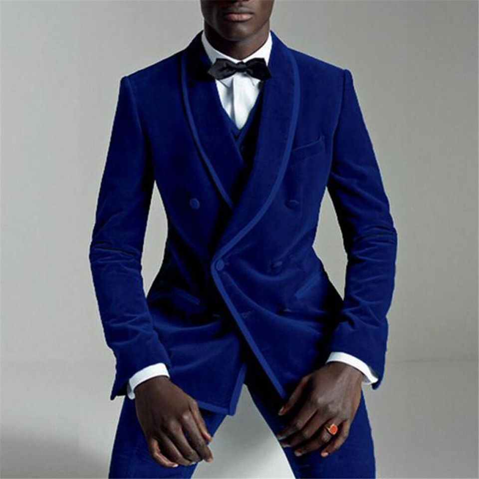 Velvet Men Suits Smoking Jacket Blazer Shawl Lapel Evening Robe Wedding ...