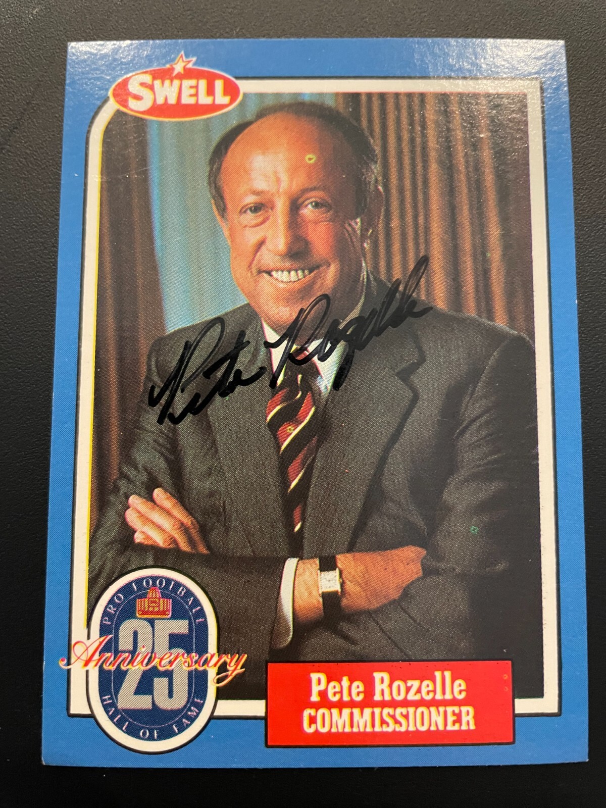 Pete Rozelle Signed 1988 Swell Card Football Hall of Fame Commissioner ...