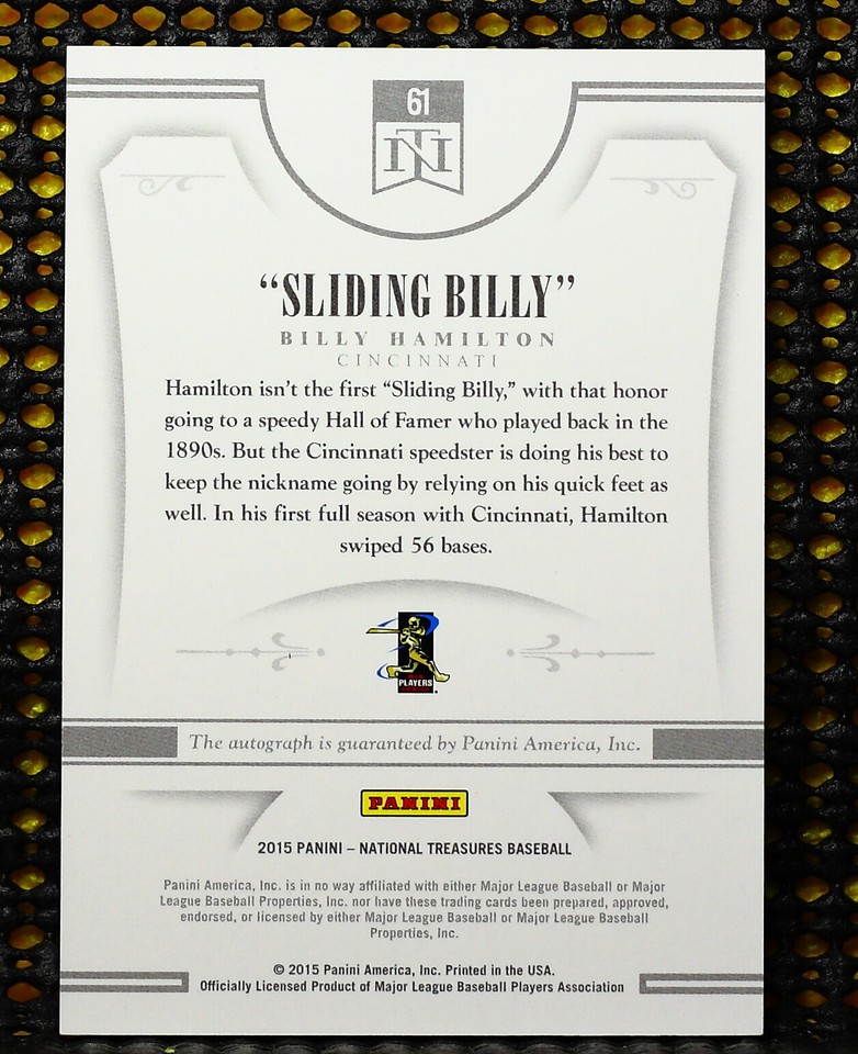 BILLY HAMILTON - 2015 PANINI NATIONAL TREASURES NOTABLE NICKNAMES ...
