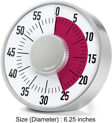 60-Minute Visual Timer 6-Inch Mechanical Countdown Timers for Teaching ...