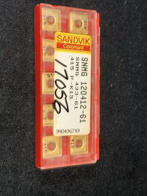 Qty. 10, Sandvik SNMG 433-61 Carbide Turning Inserts. SNMG 120412-61 ...