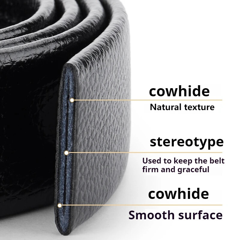 Men Genuine Leather Belt Replacement 3.5 cm Automatic Buckle Black ...