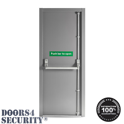 FIRE EXIT DOOR WITH 2 POINT PANIC BAR SINGLE HEAVY DUTY STOCK GREY ...
