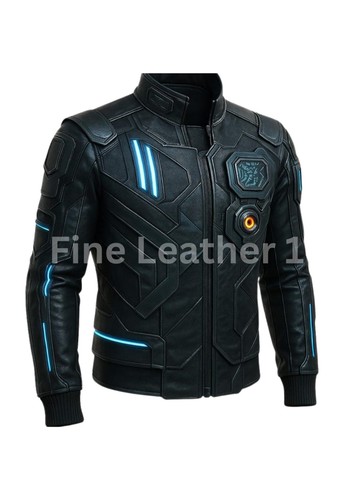 Futuristic Robot Halloween Cyberpunk Style Costume Men's Real Leather ...