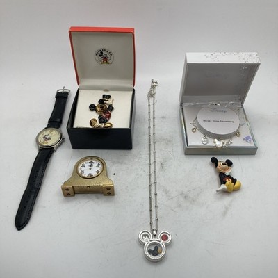 Disney Jewelry Lot Brass Small Desk Clock Bracelet NWT Watch Pins Charm ...