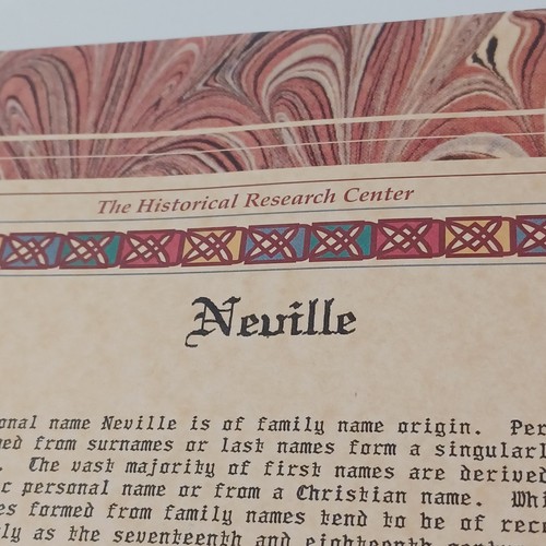 Neville Name History Genuine 1992 Historical Research Center ...