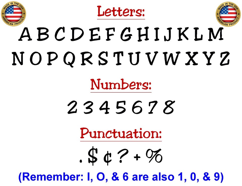 Wagner Zip 6" Changeable Sign Letters Numbers Punctuation Full ...