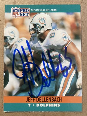 1990 Pro Set #558 Jeff Dellenbach AUTOGRAPHED AUTO Card Miami Dolphins ...