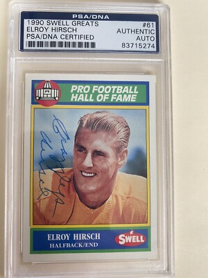 1990 Swell Greats Elroy Hirsch. Great Card Signed “Crazy Legs” Hirsch ...