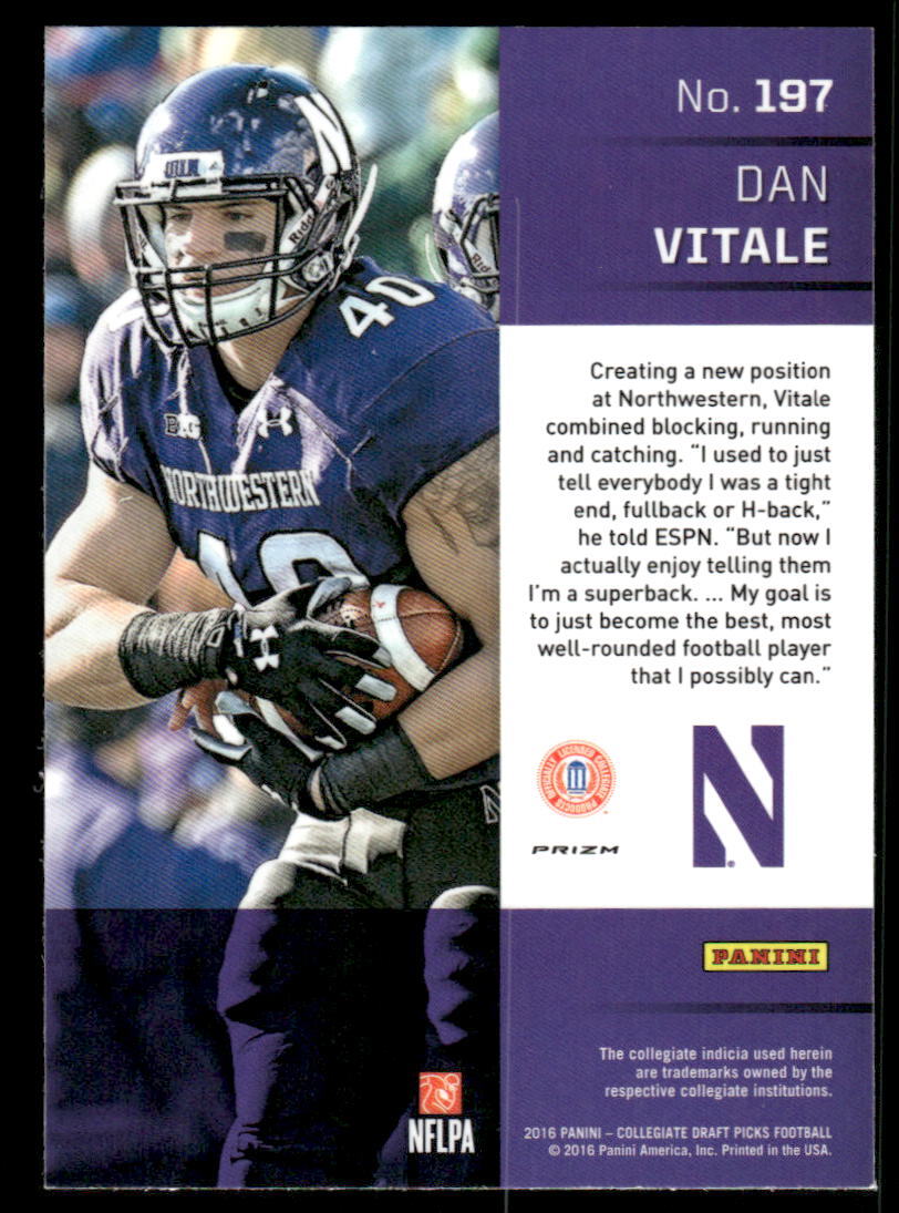 2016 Prizm Draft Dan Vitale 197 Silver Northwestern Wildcats | eBay