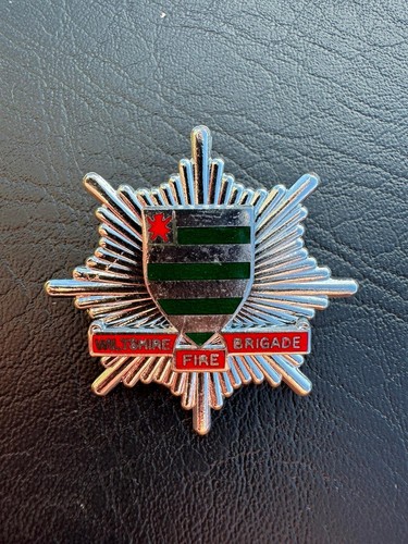 OBSOLETE Wiltshire Fire Brigade Swindon Enamel Cap Hat Uniform Badge ...