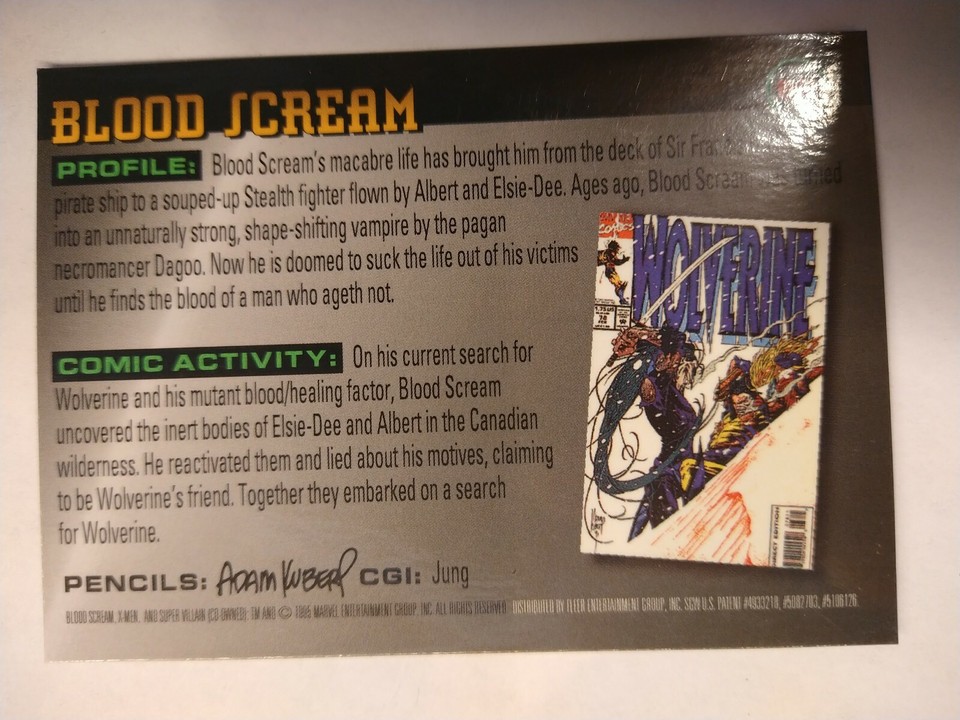 1995 MARVEL AUTOGRAPH FLEER ULTRA X-MEN #62 BLOOD SCREAM SEE ...