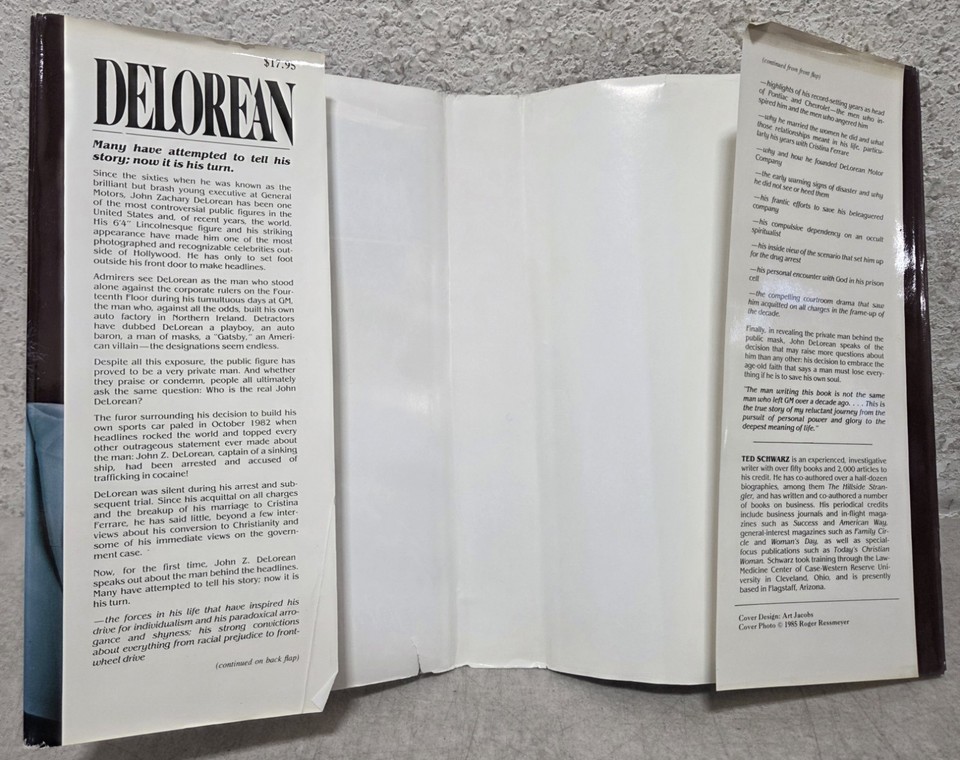 SIGNED First Edition DeLorean by John Z. DeLorean HC Book 1985 DJ Back ...