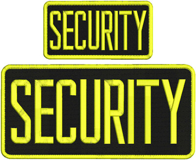 SECURITY EMB PATCH 11X5 AND 6X3 HOOK ON BACK YELLOW ON BLACK | eBay