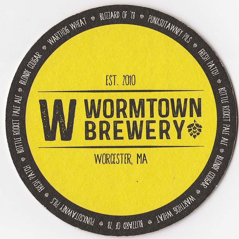 Wormtown Brewery Beer Coaster Worcester MA Be Hoppy | eBay