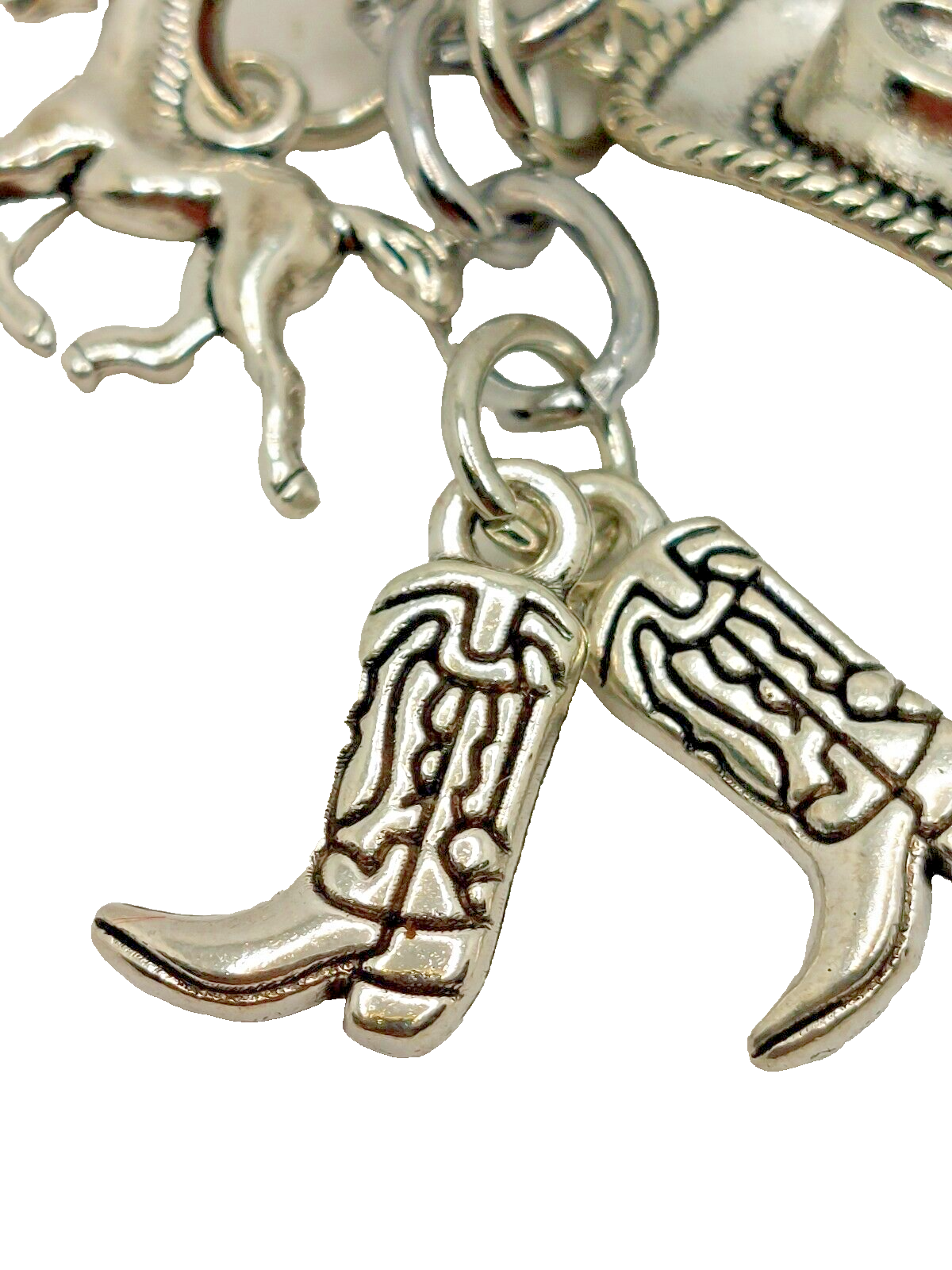 Western Cowboy Boots Hat Horse Charm Keyring Keychain Silver Tone 3D | eBay