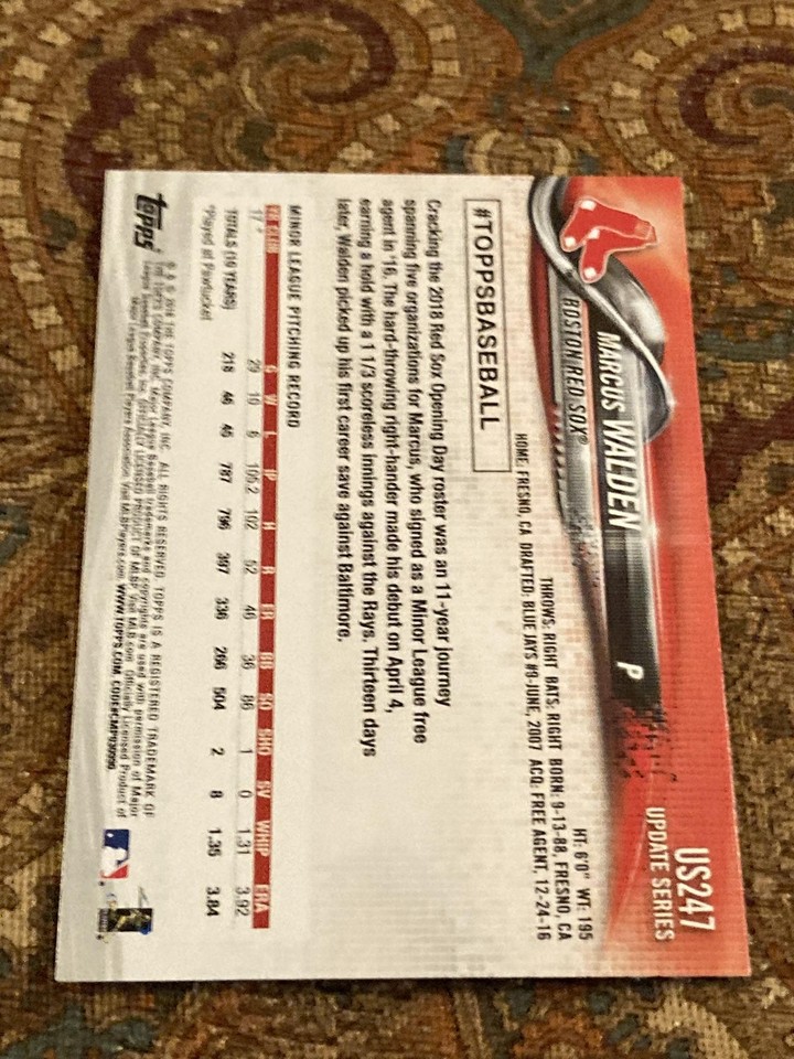 2018 Topps Update #US247 Marcus Walden | eBay