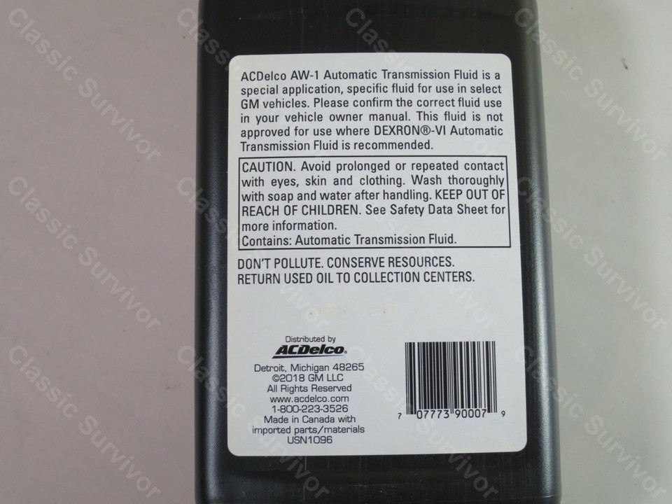 ACDelco 10-4062/19256039 Automatic Transmission Fluid AW1 Aisin Warner ...