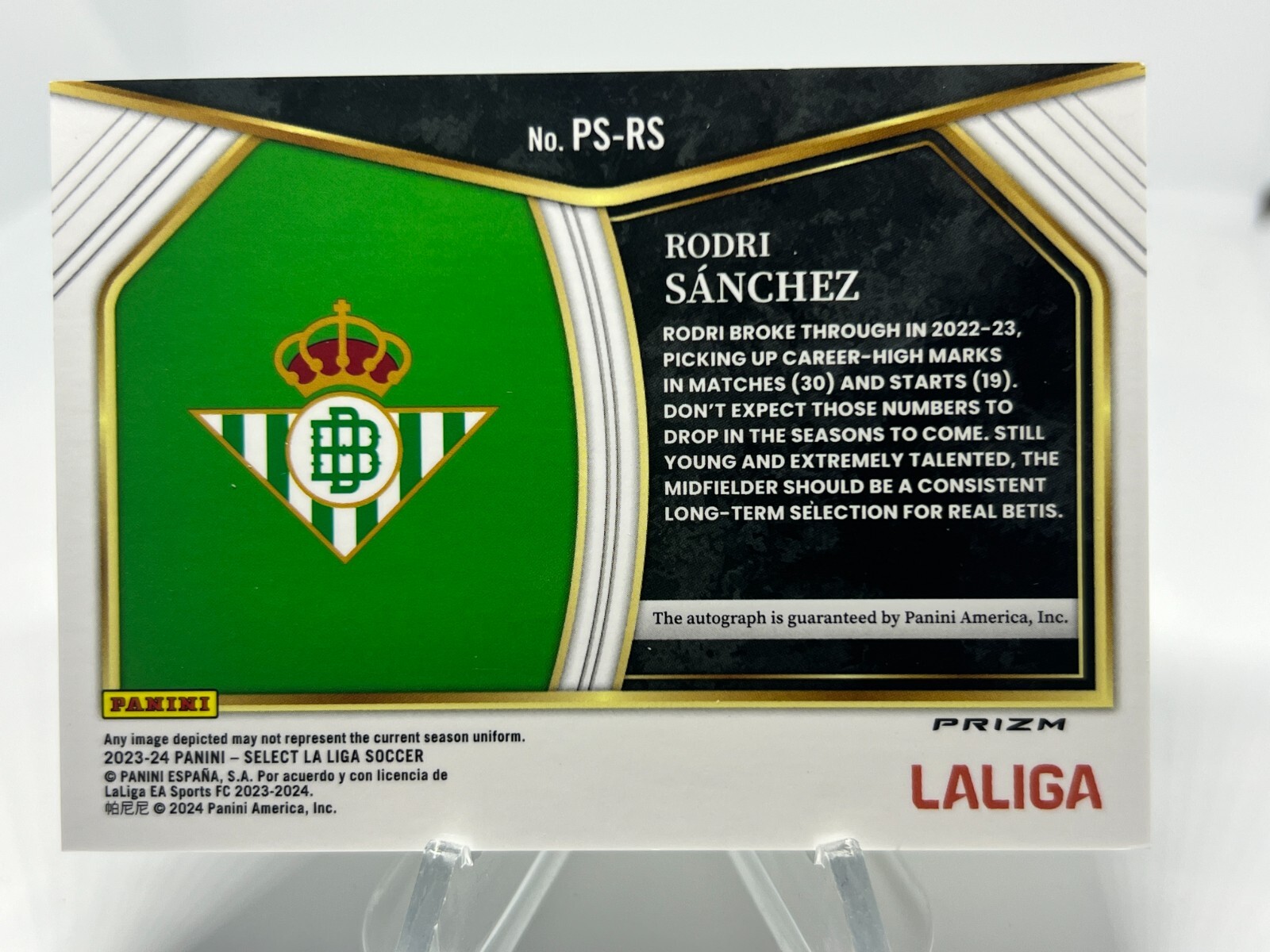 2023-24 Panini Select La Liga - Pitchside Signatures Rodri #PS-RS (AU ...