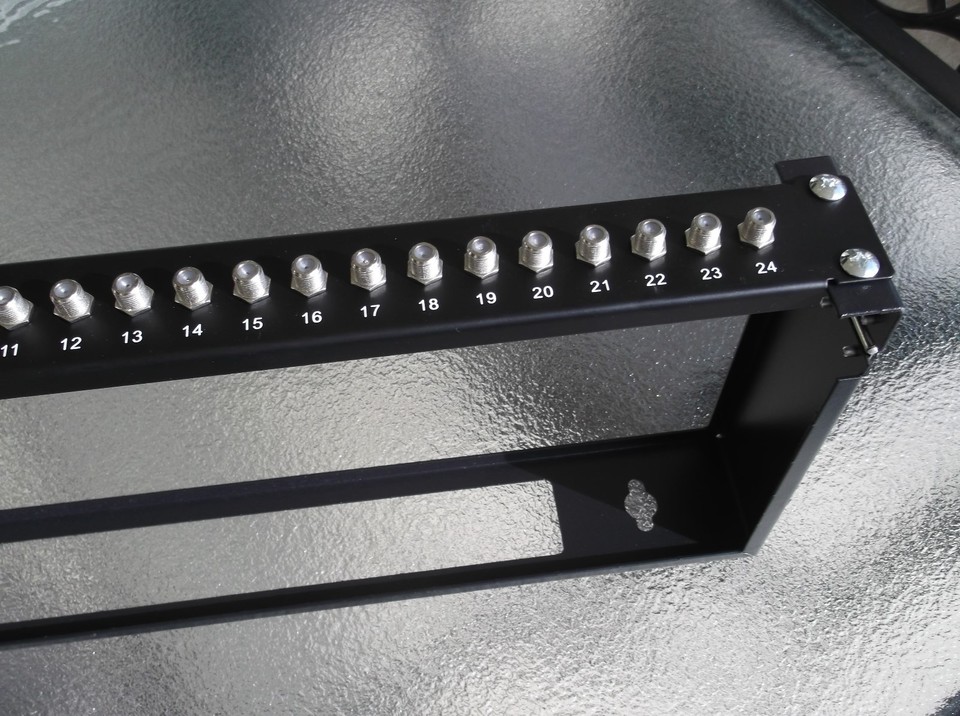 24 Port 1 GHz Coaxial Patch Panel F-Type 1U with 1RU Hinged Wall ...