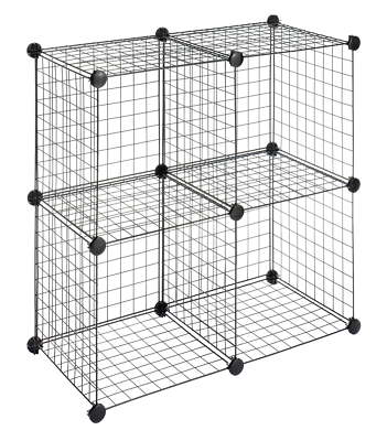 Storage Cubes Stackable Interlocking Wire Shelves Set of 4 Black | eBay