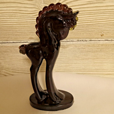 Vintage Retired Mosser Glass - Pony Trojan Horse - Black? Amethyst ...