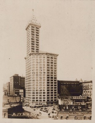 L C Smith Building Seattle street scene vintage 1910s - Original Photo ...