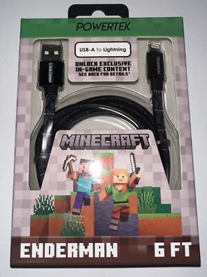 Minecraft Lightning Cable 6ft, Enderman Design, Fast Charge, MFi ...