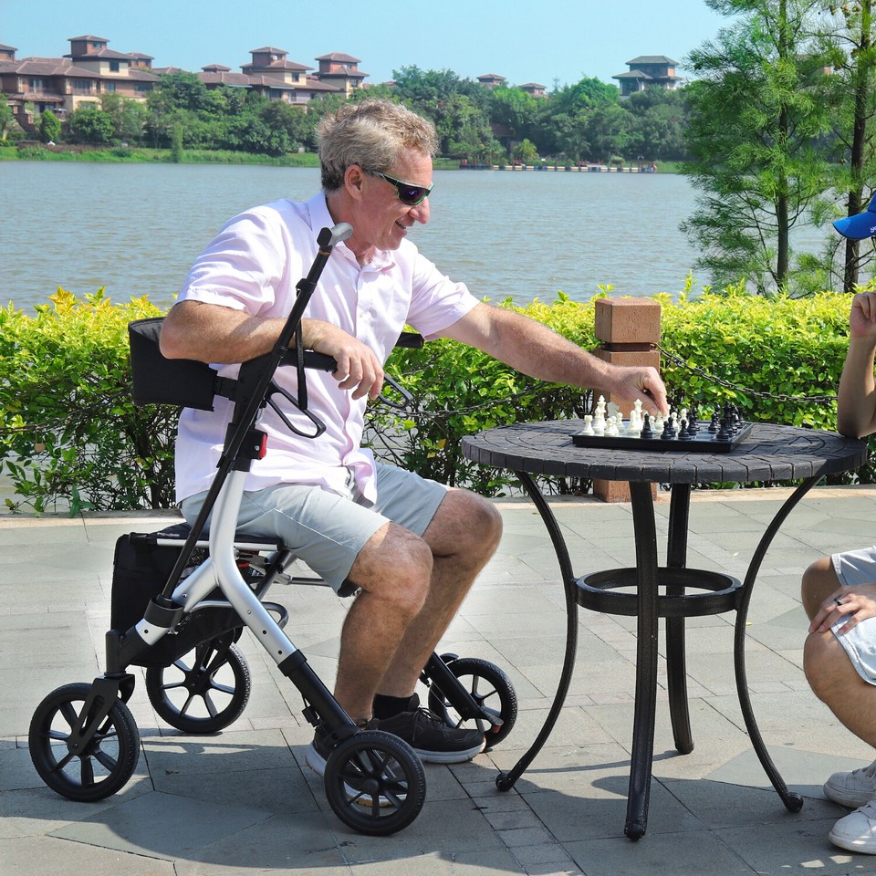 Walk Mate Rollator Pro Walker for Seniors Taller 5~7ft W/ Height ...