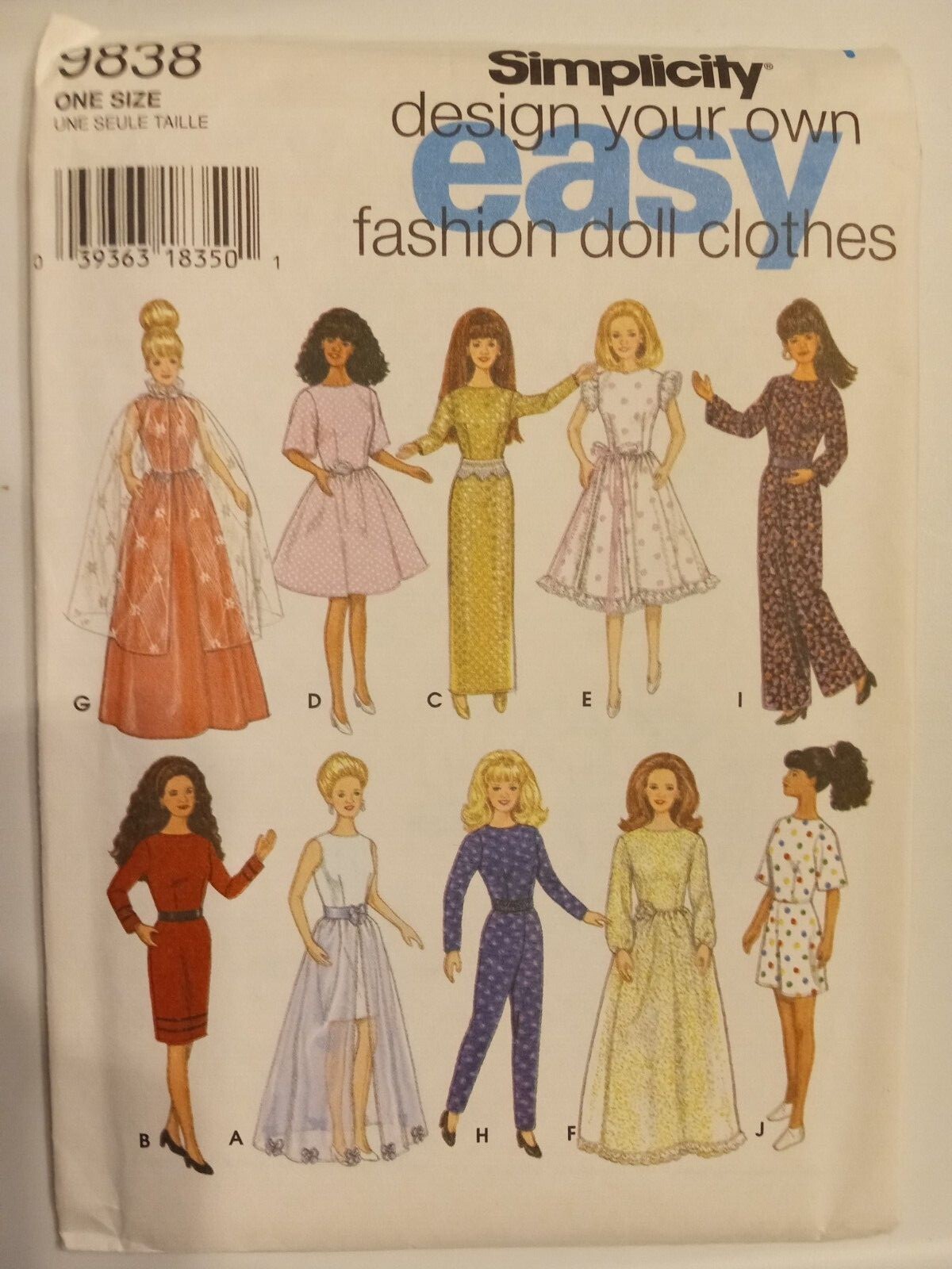 Simplicity 8333 1980s Fashion Doll Barbie Wardrobe Pattern Wedding Gown ...