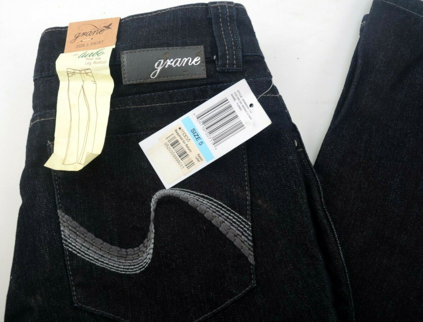 Grane Turbo Jeans Dark Indigo Low Rise Bootcut Size 5 Short Length 30 ...