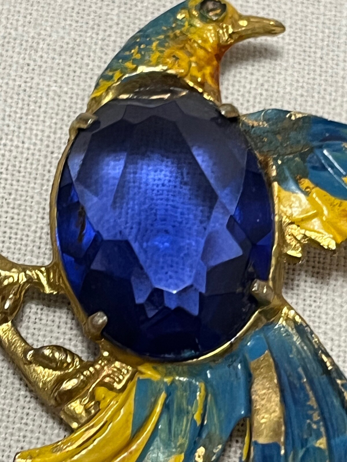 1940's exotic blue & gold painted beautiful blue luci… - Gem