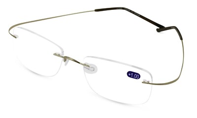 Lightweight Slim Rimless Wire Reader - Flexible Reading Glasses Anti ...