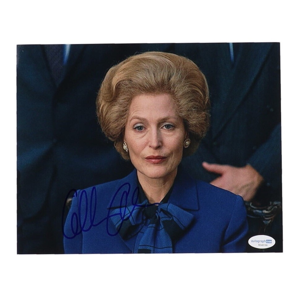 Gillian Anderson Autographed The Crown 8x10 ACOA Margaret Thatcher ...