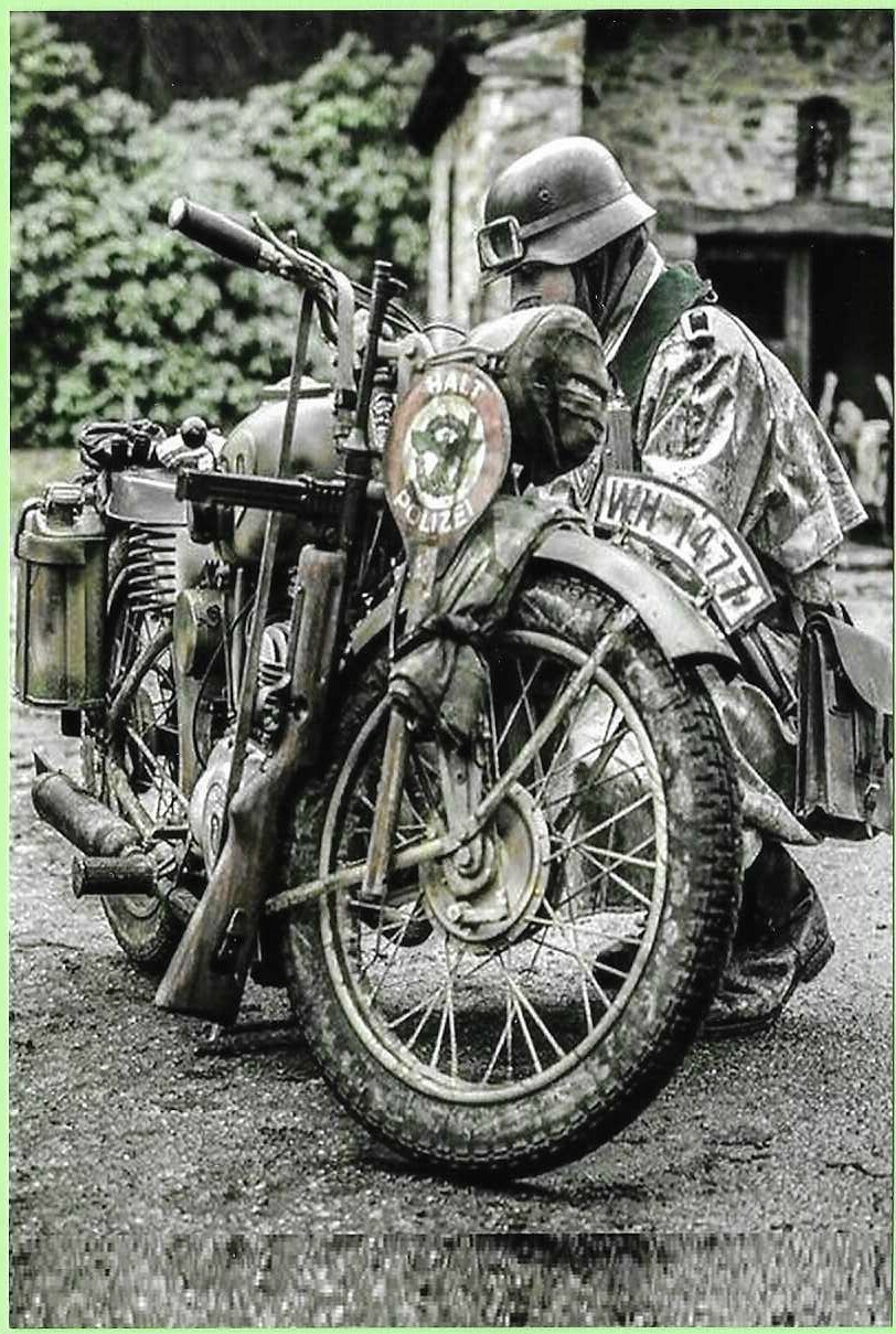 Wehrmacht German Military Police with BMW Motorcycle WW2 WWII Re-Print ...