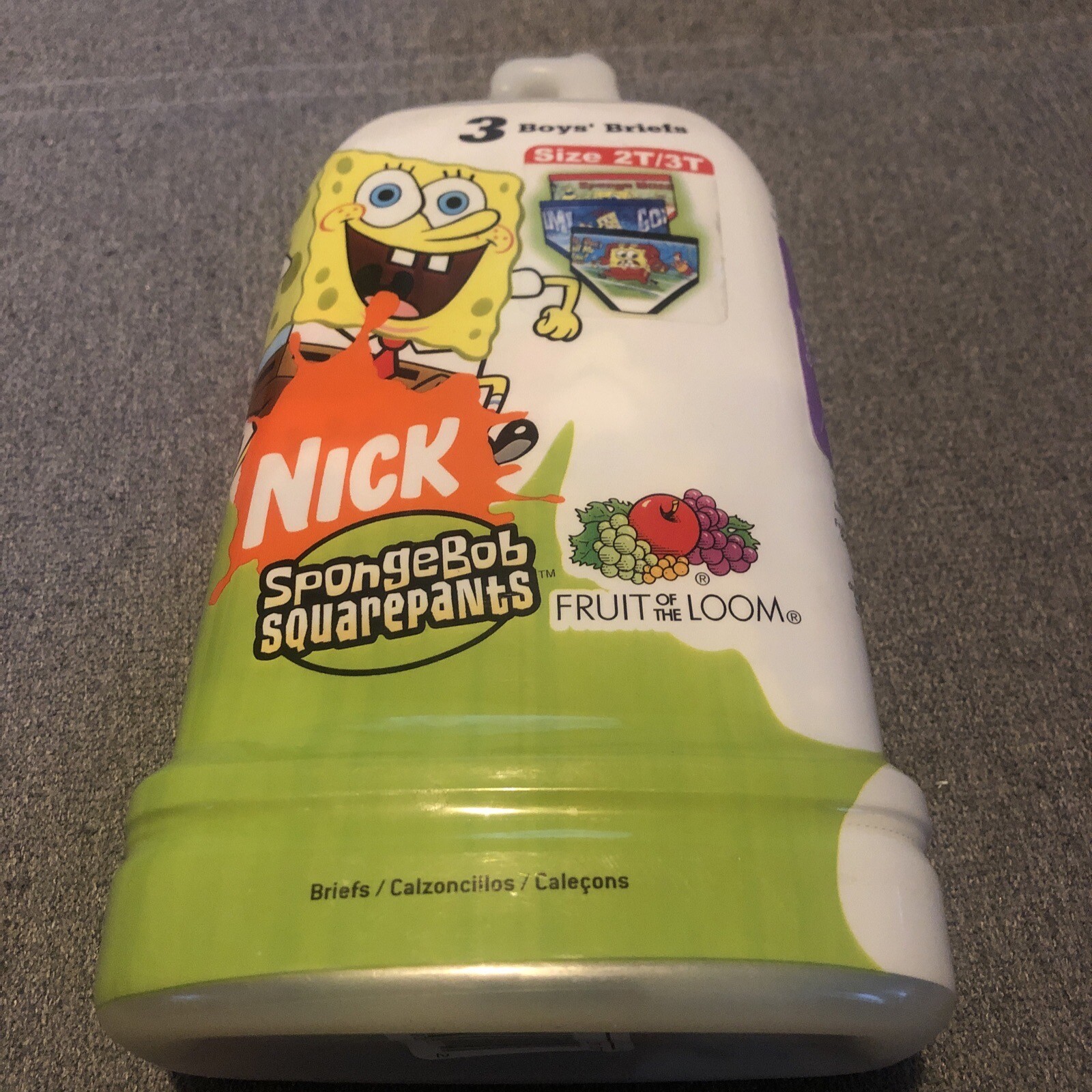 SIZE 2T/3T Boys Fruit Of The Loom Funpals Sponge Bob Briefs Underwear 3 ...