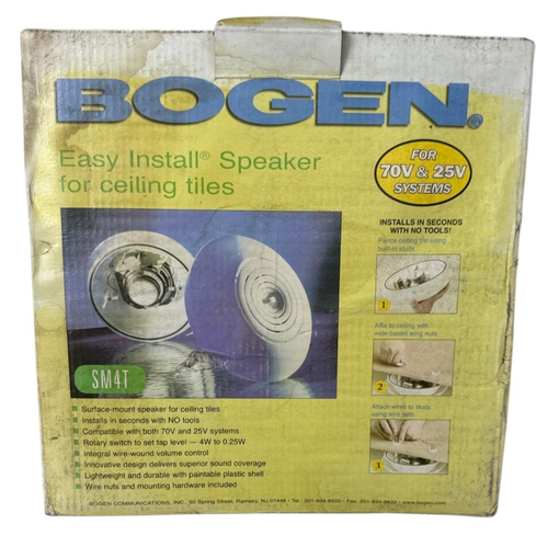 Bogen SM4T White EZ Install Surface Mounted ~ 4-Watt Ceiling Speaker ...