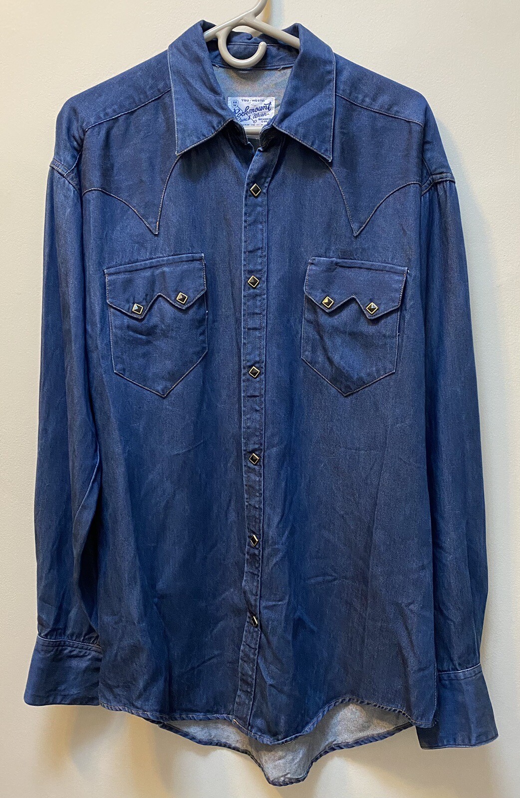 Rockmount Ranch Wear Denim Snap Western Shirt Size M - Gem