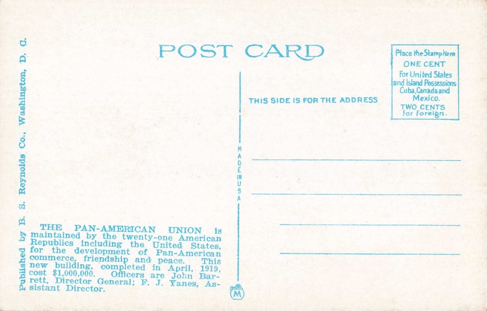 Postcard DC Washington D.C.-Pan-American Union-Flags-Old Car-People ...