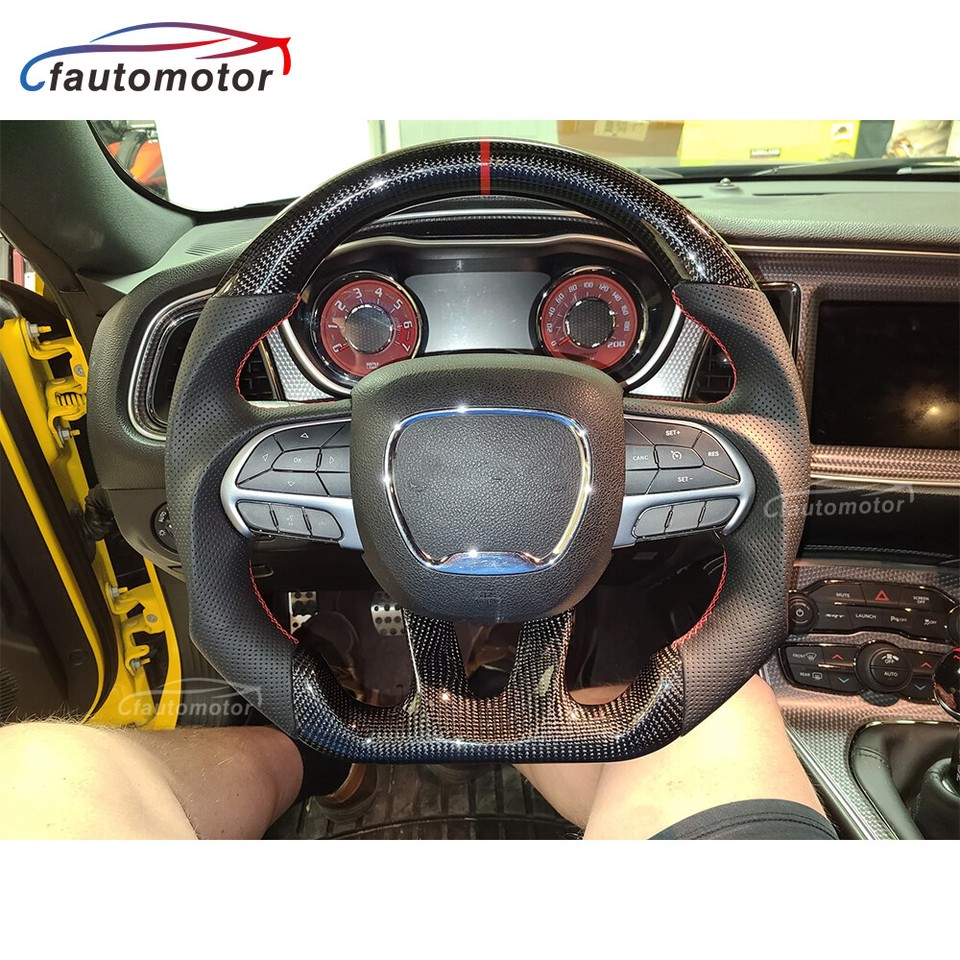 Fit Dodge Charger Challenger Steering Wheel Carbon Fiber SRT Hellcat ...