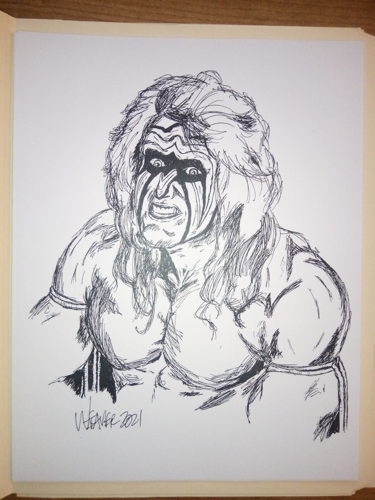 ULTIMATE WARRIOR Pro Wrestling WWE WWF WCW Original Figure Drawing ...