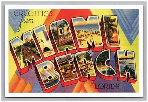 Big Letter Miami Beach Florida FL Multi View 4x6 Chrome Reprint ...
