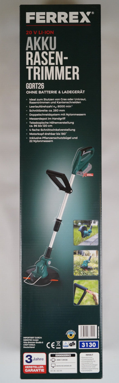 Ferrex Akku Rasentrimmer 20V Freischneider Motorsense Grastrimmer Activ ...