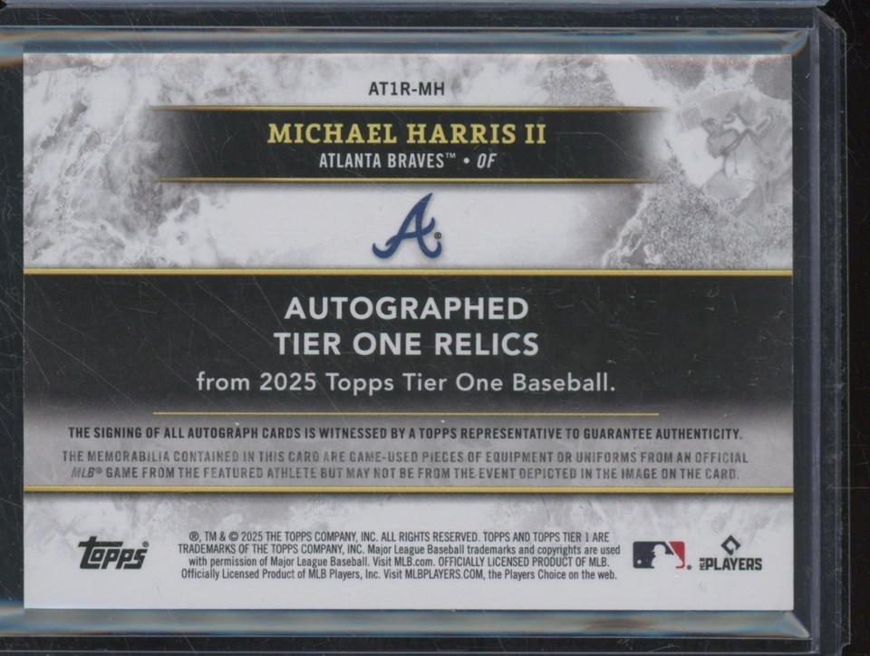 2025 Topps Tier One MICHAEL HARRIS II Dual Relic Auto Blue Foil /99 ...