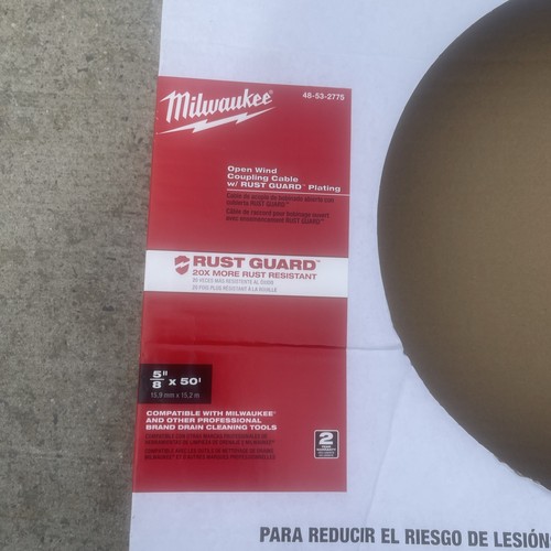 Milwaukee 48-53-2775 5/8” x 50 Ft Open Wind Coupling Cable W/Rust Guard ...