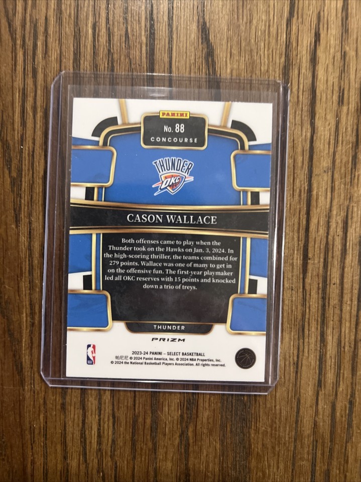 2023-24 Panini Select Cason Wallace RC Rookie Silver Prizm #88 Thunder ...