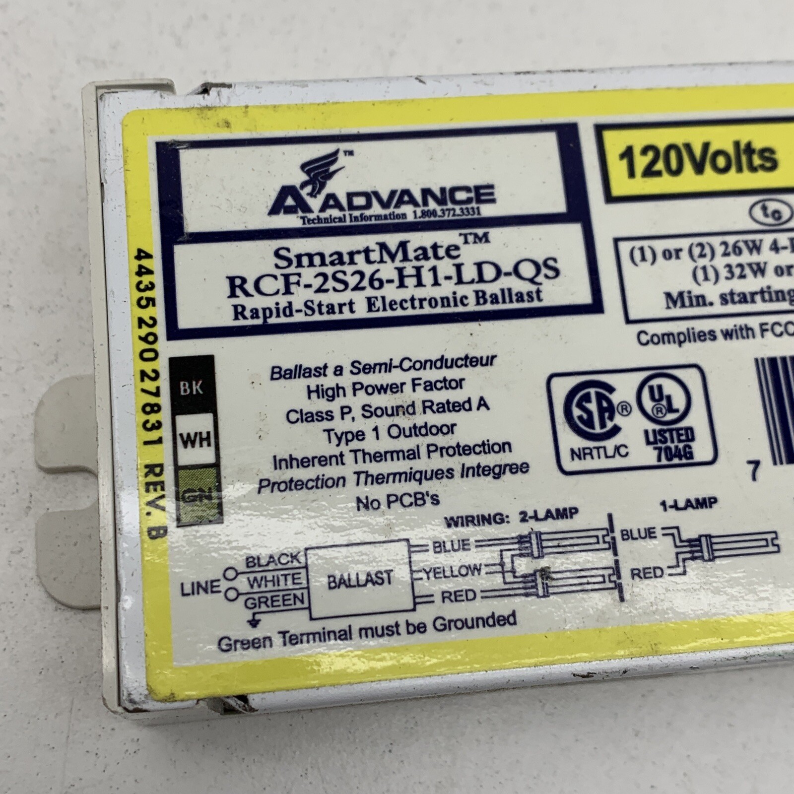 Advance RCF-2S26-H1-LD-QS AmbiStar Fluorescent Ballast (2-Lamp) 26W ...